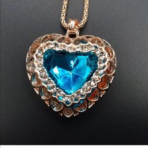 Jewelry | Crystal Rhinestone Blue Heart Necklace | Poshmark